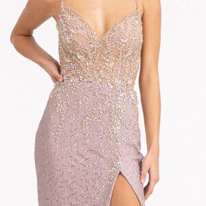 GLS Collective | Dresses | Rose Gold Party Sheer Bodice Sleeveless ...